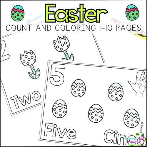 Easter Coloring Pages Math Counting in English and Spanish Fun and ...