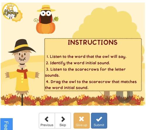 Fall Beginning Sounds Phonological Awareness by Teacher Kimmy | TPT