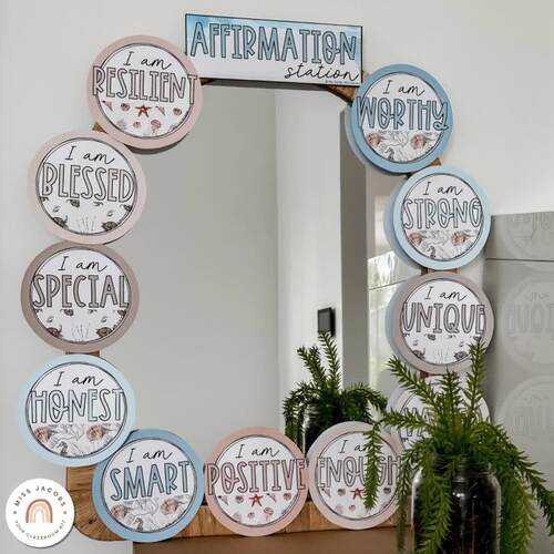 Affirmation Station | Modern Ocean Classroom Decor | Editable | TPT