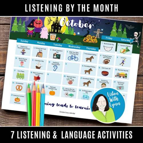 OCTOBER Listening Vocabulary Comprehension Activities DHH Hearing Loss