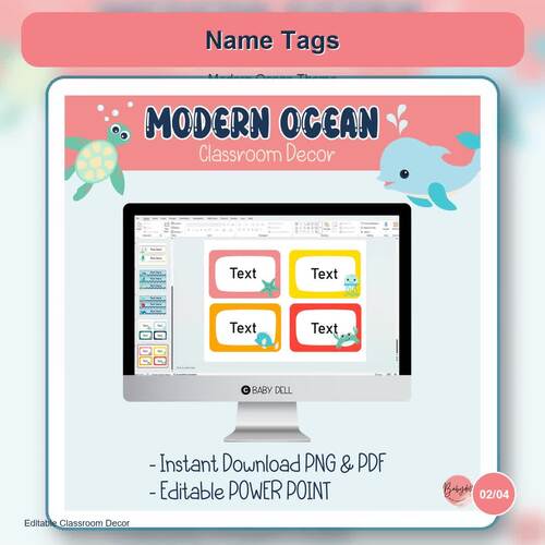 Name Tags & Desk Plates | Editable Under the Sea Classroom Decor