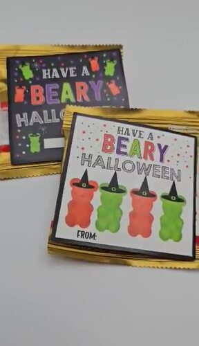Halloween Gummi Bear Treat Tags Classroom Favor Hand out Tags | TPT