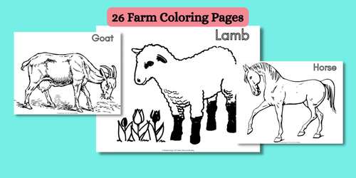 Farm Activities Bundle Coloring Pages Games Lessons Flashcards and More
