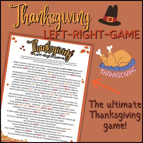 Thanksgiving Left Right Game | Funny Party Game | Friendsgiving Family ...