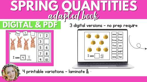 SPRING Adapted Book Sped Counting, Interactive Matching Numbers to ...