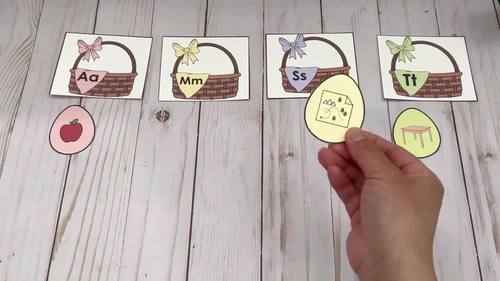 Easter Egg Hunt, Beginning Sound Sort, Spring Activity by Liv and Leb