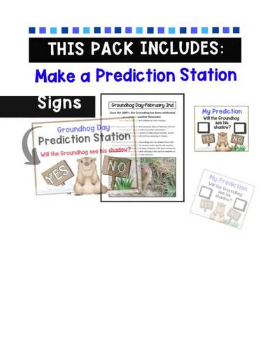 Groundhog Day Activity-Math Prediction Station-Team Headbands-Writing Pages
