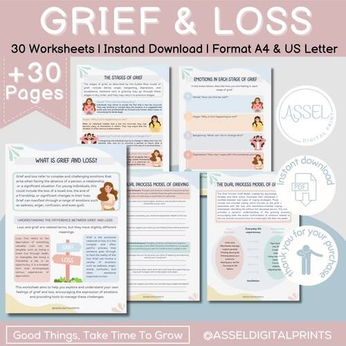 Grief and Loss workbook for Teens and Adults by AsselDigitalPrints