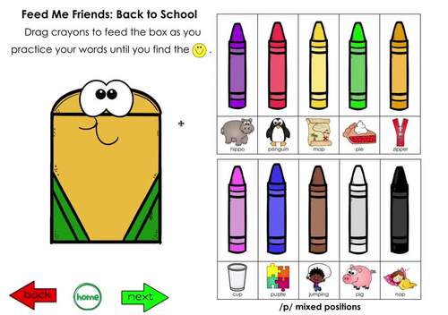 Boom Cards™ Feed Me Friends Back to School Articulation for P, B, M, T ...