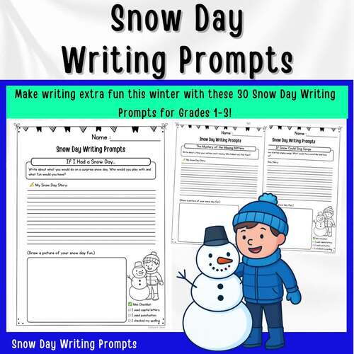 Snow Day Writing Prompts | Winter Writing Worksheets | Narrative ...