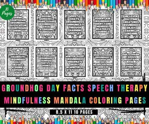 Groundhog Day Activities Speech Therapy, Facts Mindfulness Relaxing Pages