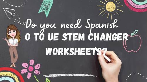 Spanish Verbs Worksheets: O to UE Stem Changing Present Tense Grammar