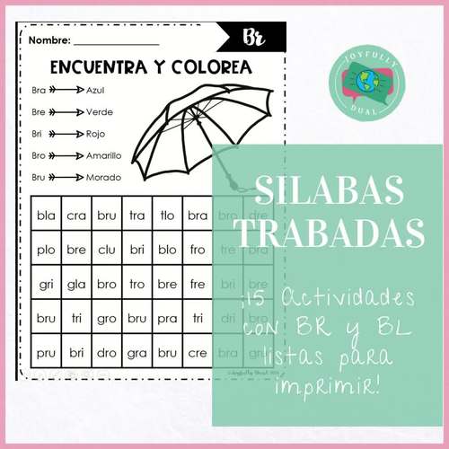 Silabas Trabadas con BR y BL - Spanish Blends - Worksheets by Joyfully Dual