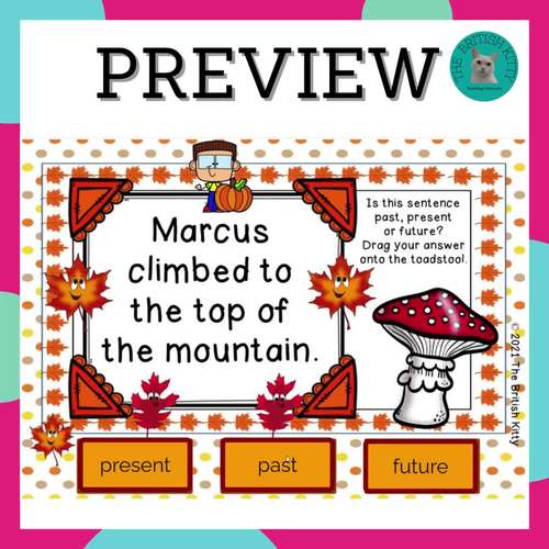 Fall Fun Past Present or Future Tense Sentences Boom Cards™ | TPT