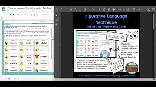 Figurative Language Digital Task Cards Clue Mystery Activity by All in ...