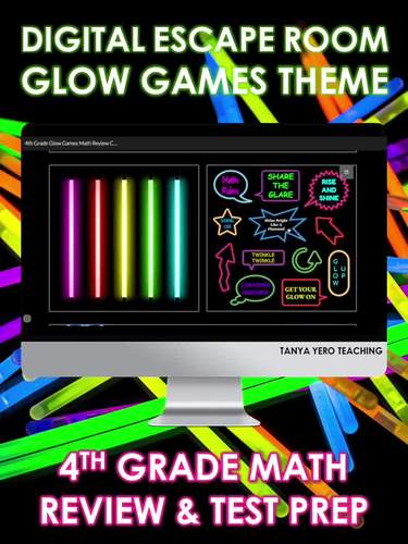 Glow Day 4th Grade Math Escape Room Math Review Test Prep End of Year