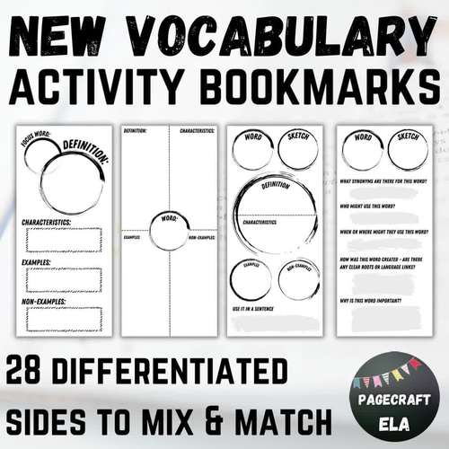 PRINTABLE New Vocabulary Bookmarks for Frontloading Words in Any Topic