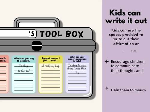 Grief and Loss Coping Skills Toolbox for Kids by GentleObservations