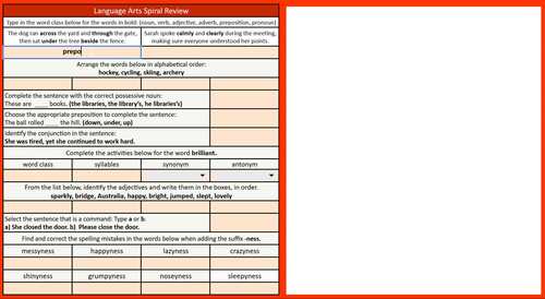 NO PREP - Spiral Language Art Review Dinosaur Silhouette by Juliane ...