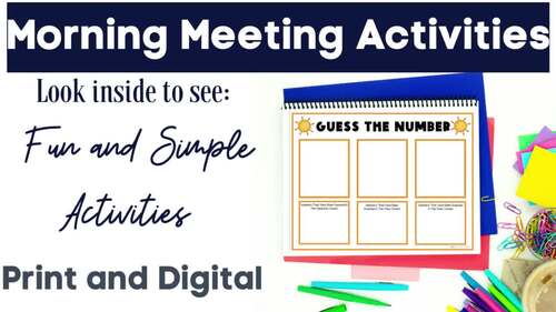 Morning Meeting Activities for August for Upper Elementary Students