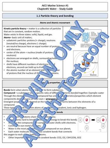 AICE Marine Science AS Ch#1 Water Study Guide by AICE the Test | TPT