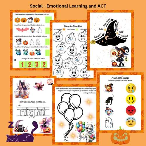 Mindful Halloween ACT for Children - SEL - Social Emotional Learning Bundle