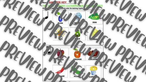 The Very Hungry Caterpillar Musical Rhythm Sort Cut & Paste WITH EASEL ...