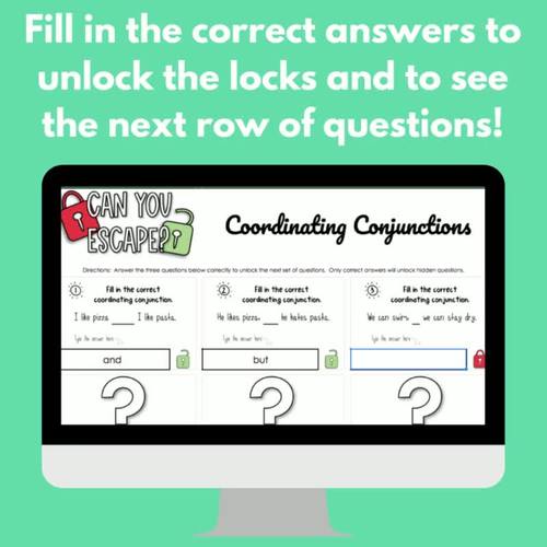 Coordinating Conjunctions Worksheet with Answers by The ESL Educator