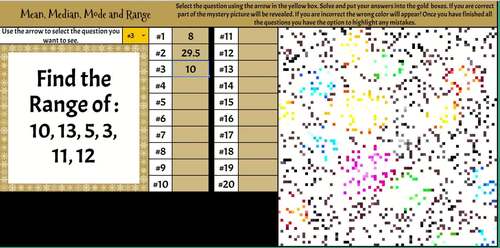Mean, Median, Mode and Range Christmas Holiday Math Pixel Art | TPT