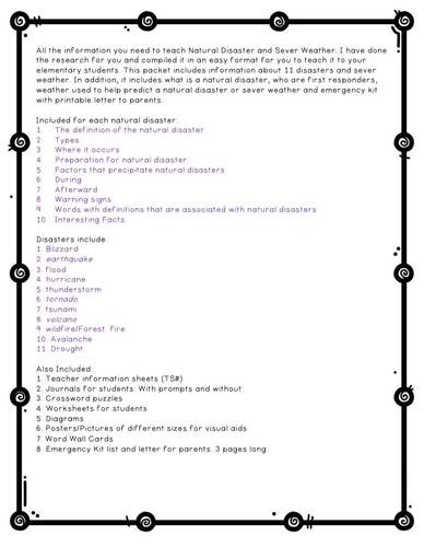 All About Natural Disasters for the elementary students by Teacher Trish
