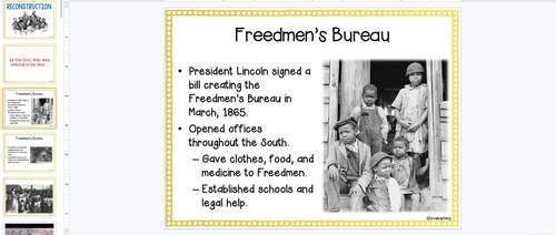 Reconstruction Era after the Civil War - Slides Lesson and Notes Activity