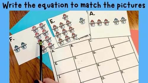 Snowman Addition Sums to 20 Write the Room by Mrs Katelyn Lewis | TPT