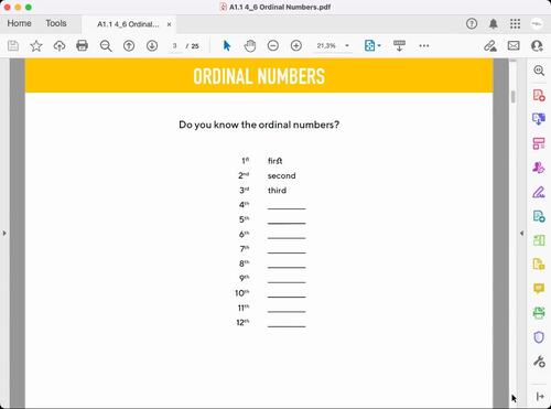 ESL Beginners Lesson: Learn Ordinal Numbers in English by ESL Class ...
