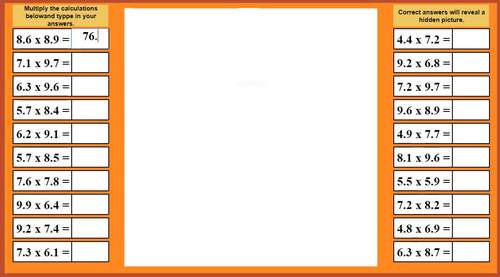 Mystery Digital Pixel Art NO PREP - Sunset Lions Decimal Multiplication