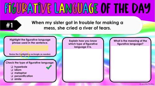 Figurative Language of the Day | Figurative Language Practice w/Google ...
