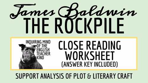 "The Rockpile" by James Baldwin Close Reading Analysis Worksheet for ...