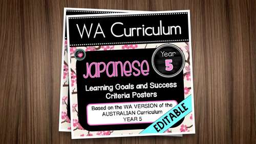 YEAR 5-6 JAPANESE WA CURRICULUM Learning Goals & Success Criteria Posters