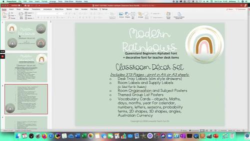 Boho Rainbow Classroom Theme Netural Decor Bundle Posters Labels QLD Font