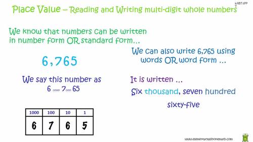 Place Value – Reading & Writing Multi-Digit Whole Numbers Presentation ...