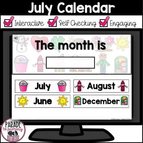 DIGITAL CALENDAR - July - Google Slides- Circle Time- Morning Meeting