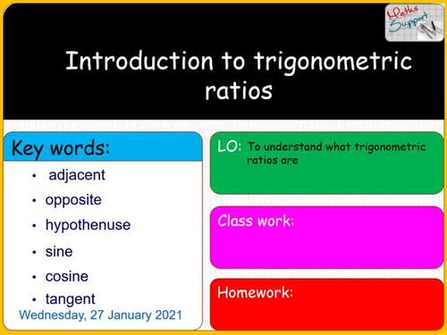 Introduction to trigonometric ratios by Maths Support Centre | TPT