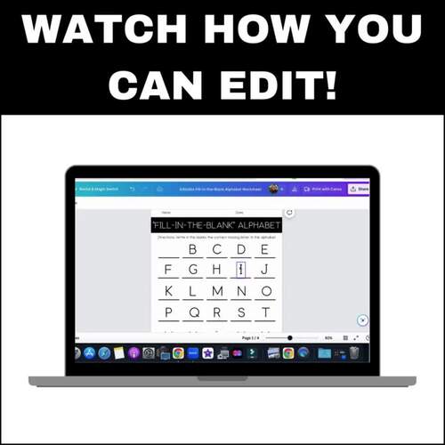 Fill-in-the-Blank Alphabet Worksheet, Alphabet Assessment, PreK-K Grades