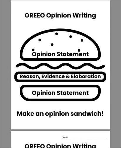 Grades 2-5 OREEO Opinion Paragraph Graphic Organizer with Handwriting ...