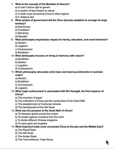 Topic 5: Early Civilizations of China Assessment | myWorld Interactive ...