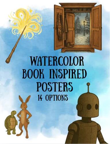 Book Inspired Library Posters- Watercolor- Upper Elementary Classroom ...