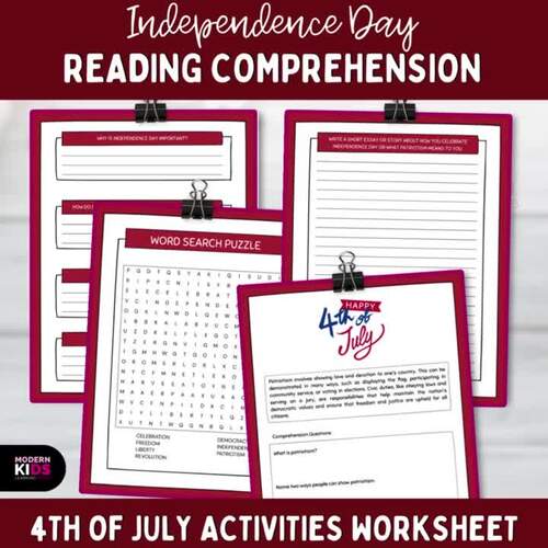 Independence Day Reading Comprehension by ModernKids LearningPress