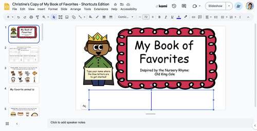 My Book of Favorites Google Slides Activity - Keyboard Shortcuts Edition