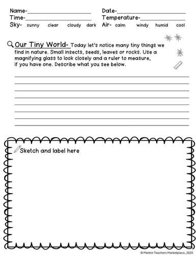 Spring Nature Journal Customizable Print Out for Biology Ecology Gr 3-7