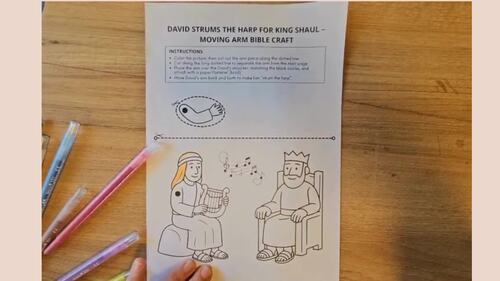 David Plays the Harp for King Saul– Printable Bible Craft, Samuel ...