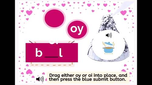 Diphthongs OY & OI , OW & OU Valentine's Day themed Boom Activity